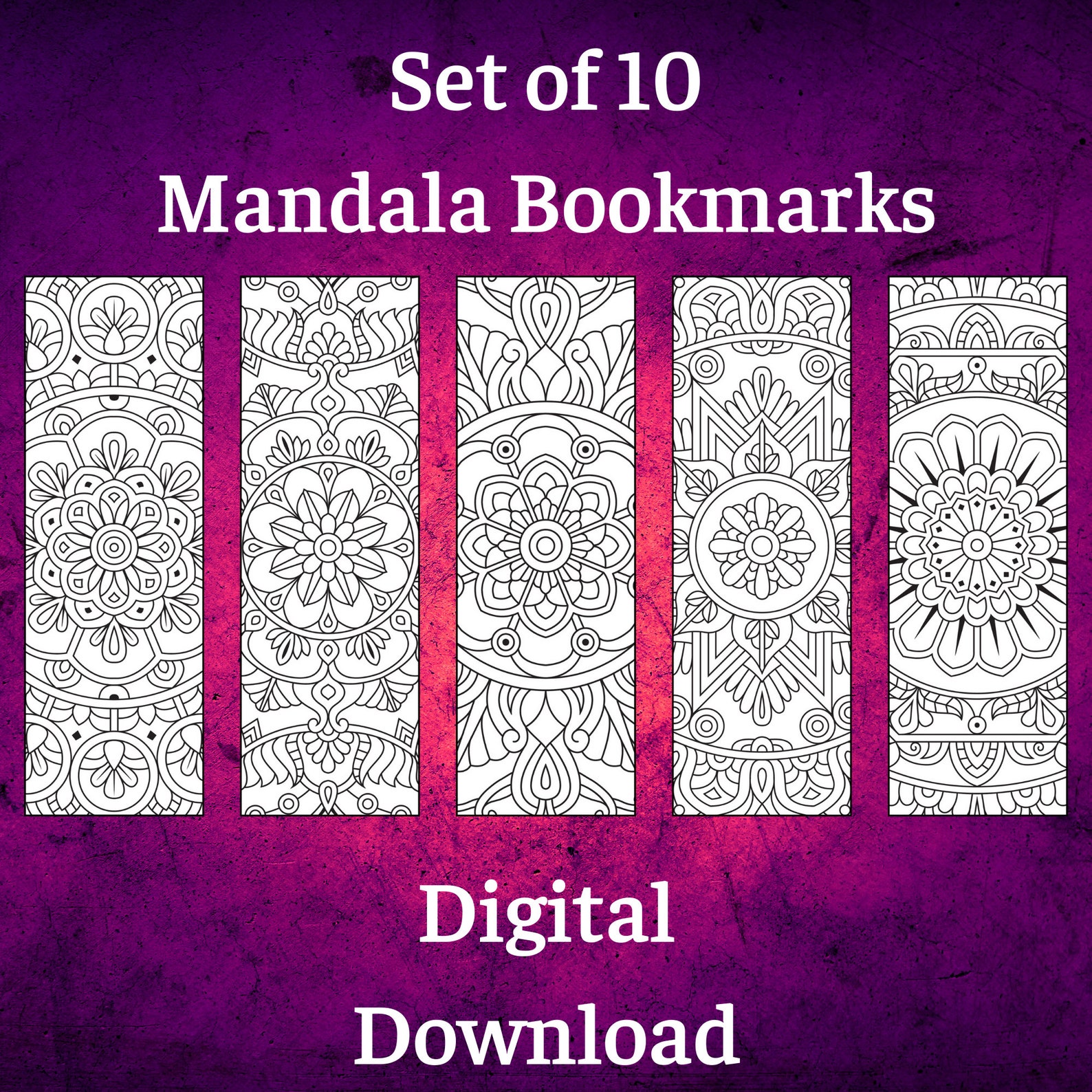 Set of 10 Mandala Bookmarks Coloring Bookmarks Digital - Etsy