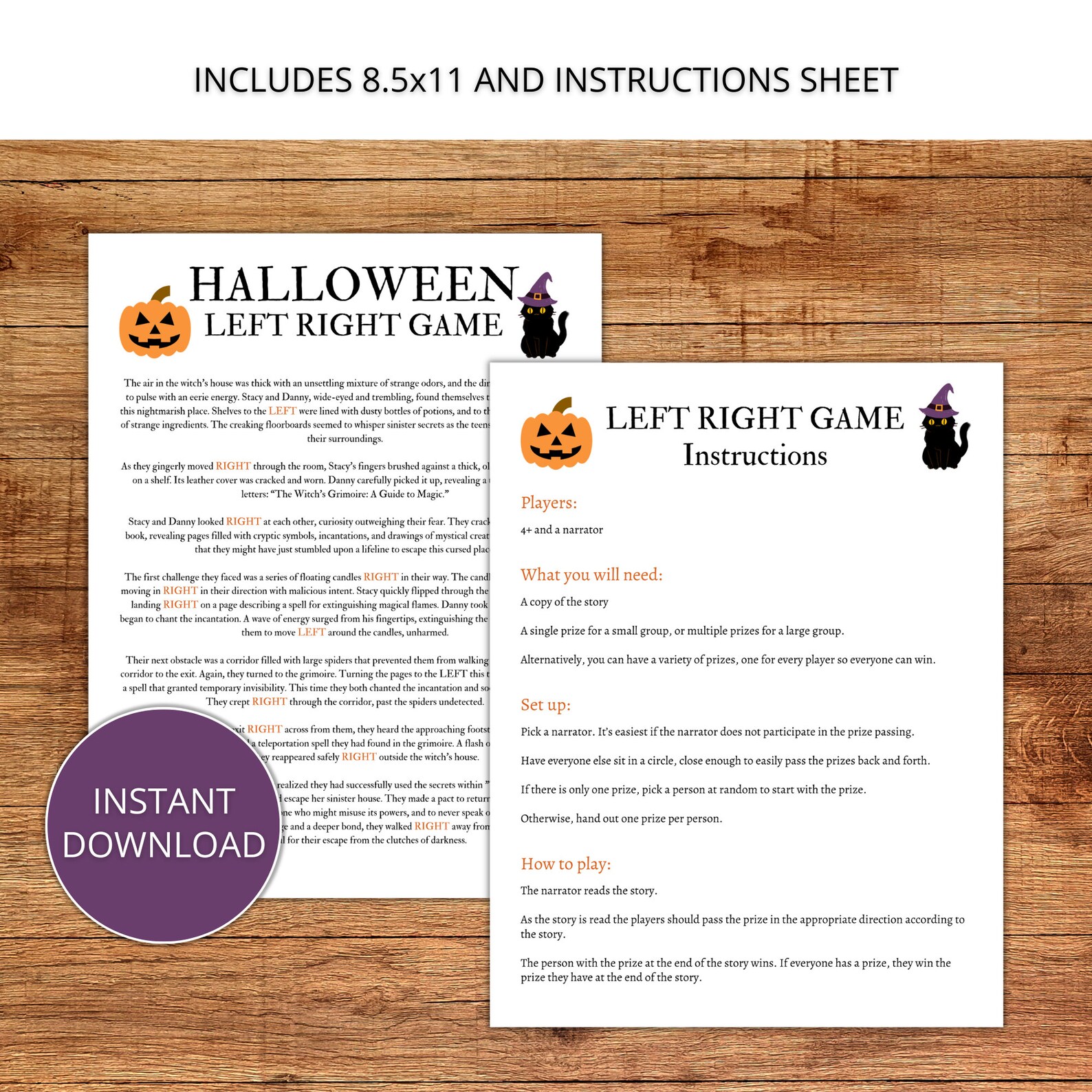Halloween Left Right Game Halloween Party Game Halloween - Etsy