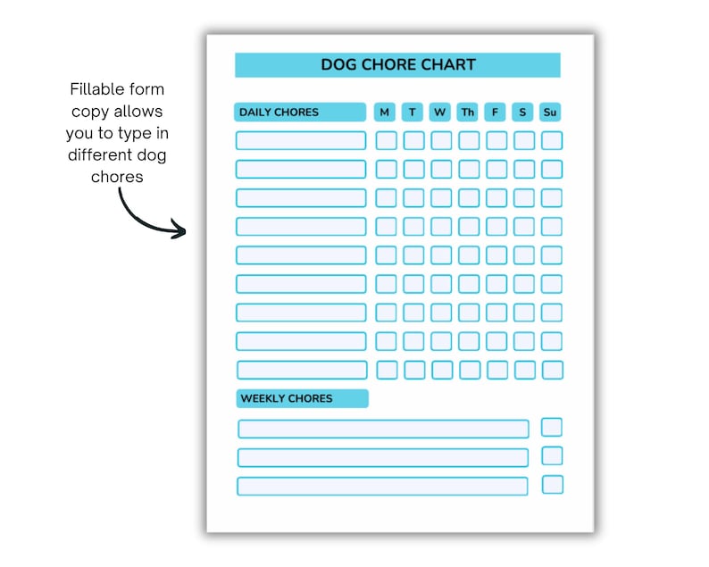 Dog Chore Chart, Dog Care Tracker, Puppy Care Checklist, New Puppy ...