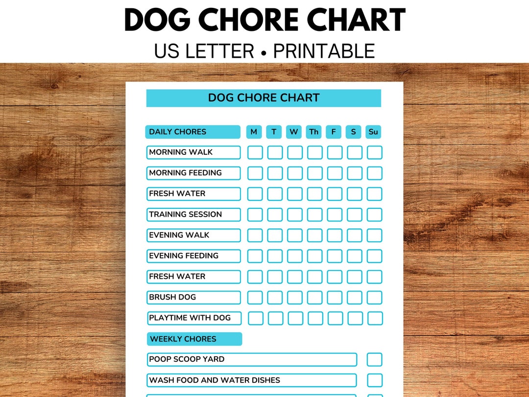 Dog Chore Chart Dog Care Tracker Puppy Care Checklist - Etsy