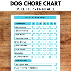 Dog Chore Chart Dog Care Tracker Puppy Care Checklist - Etsy
