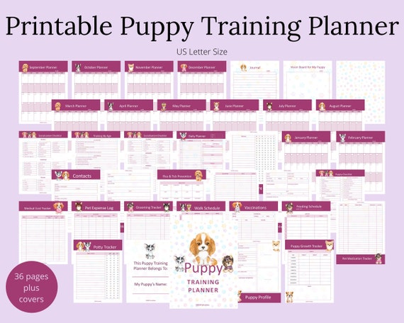 Puppy Training Planner Dog Care Planner Printable Puppy | Etsy