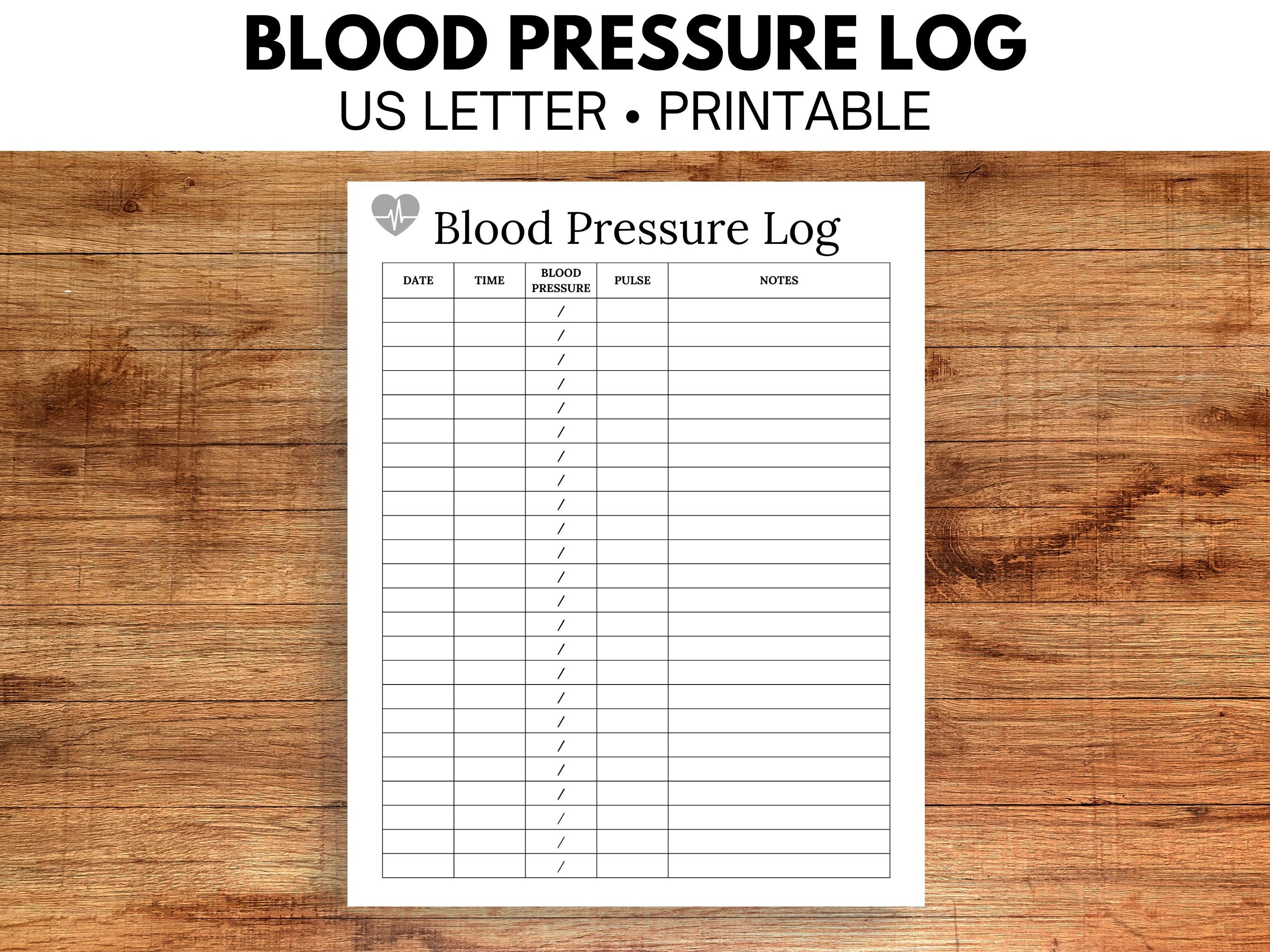 Printable Blood Pressure Log, Blood Pressure Tracker Printable - Etsy