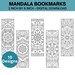 Set of 10 Mandala Bookmarks, Coloring Bookmarks, Digital Bookmarks to ...