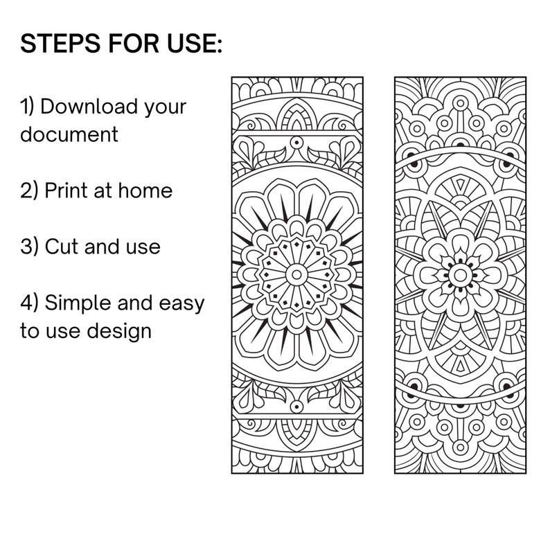 Set of 10 Mandala Bookmarks, Coloring Bookmarks, Digital Bookmarks to ...