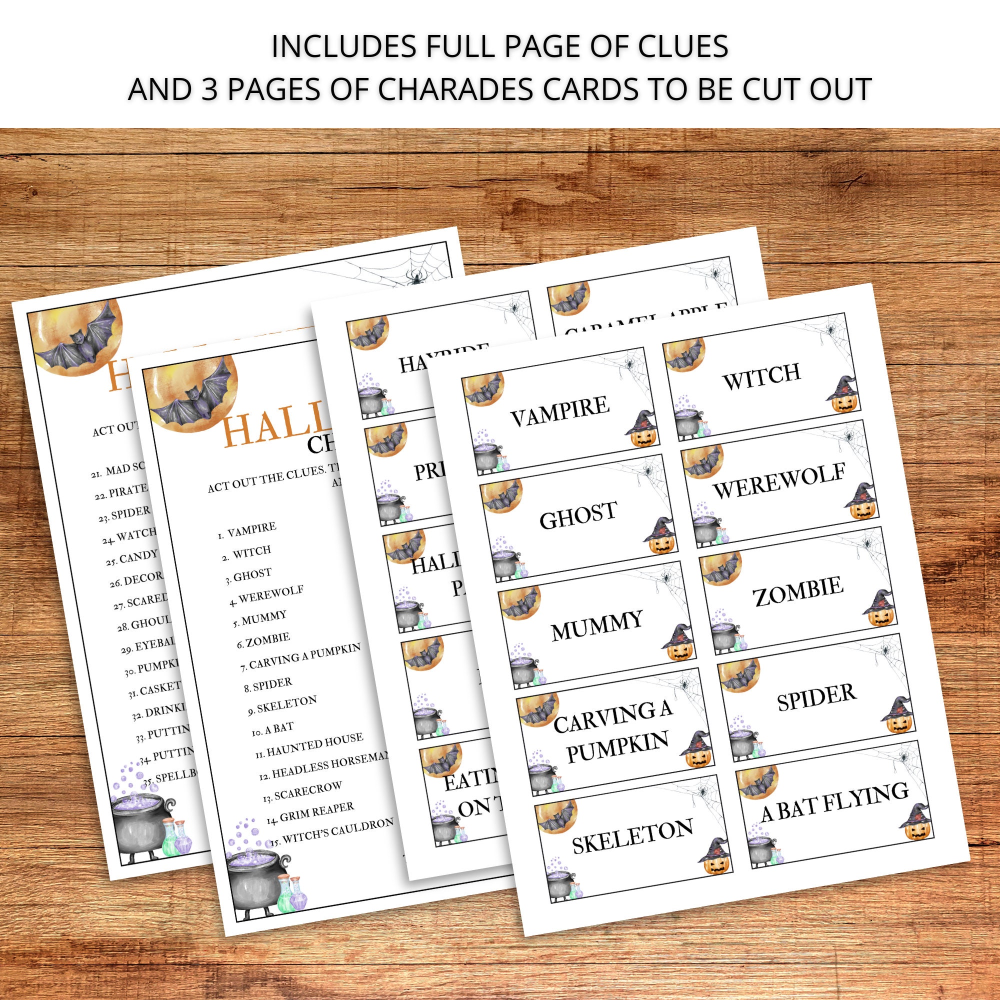 Halloween Charades, Halloween Party Game, Halloween Group Game, Instant ...