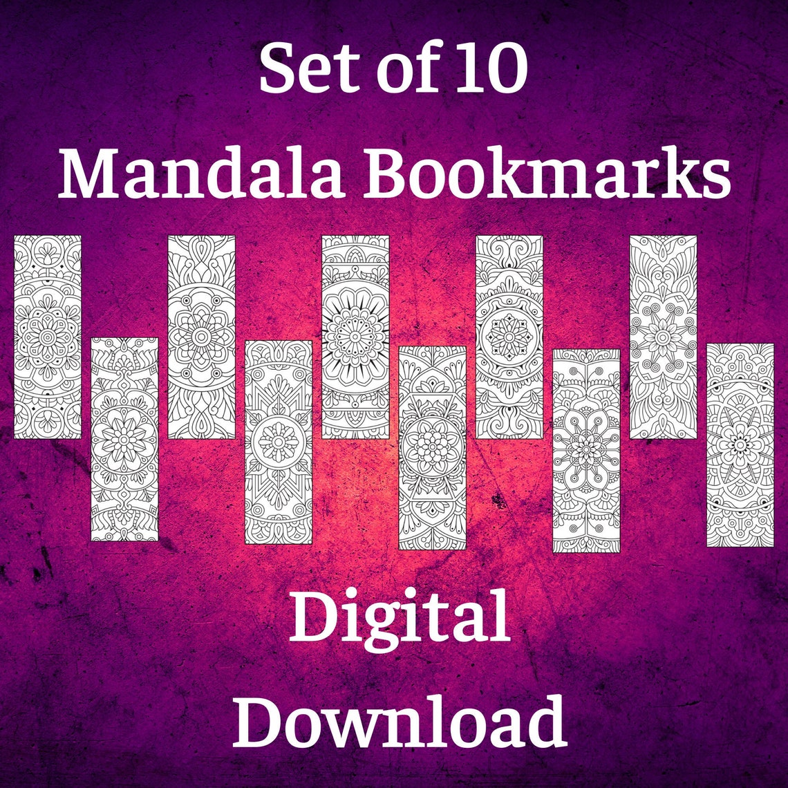 Set of 10 Mandala Bookmarks Coloring Bookmarks Digital - Etsy