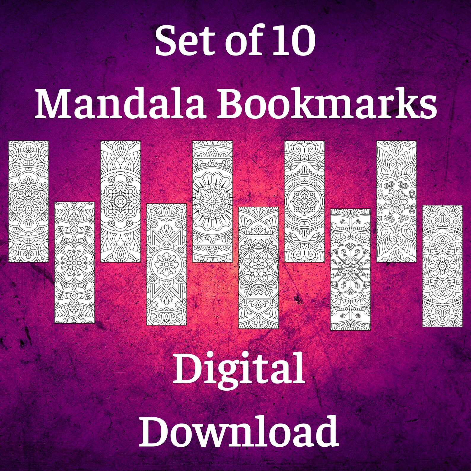 Set of 10 Mandala Bookmarks Coloring Bookmarks Digital - Etsy