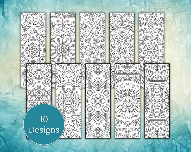 Set of 10 Mandala Bookmarks, Coloring Bookmarks, Digital Bookmarks to ...