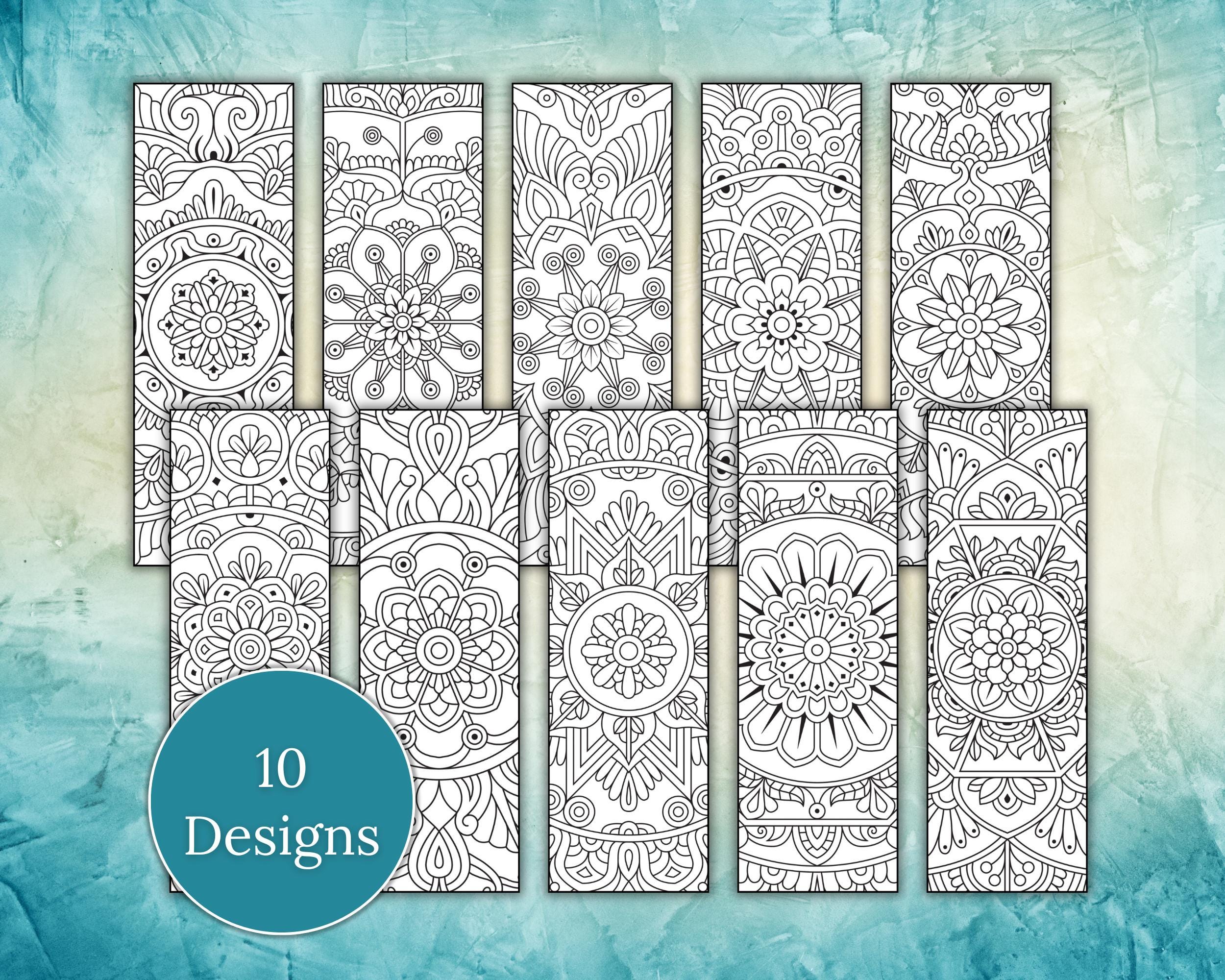 Set of 10 Mandala Bookmarks, Coloring Bookmarks, Digital Bookmarks to ...