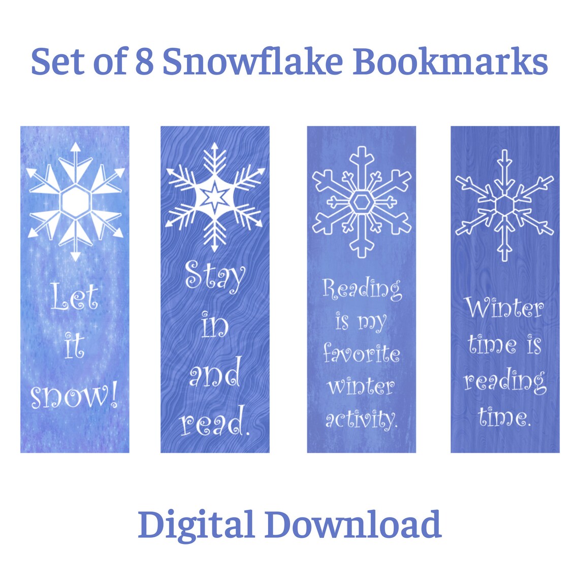 Set of 8 Snowflake Bookmarks Snowy Bookmarks Winter - Etsy