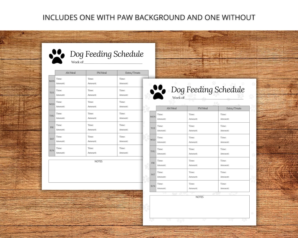 Dog Feeding Schedule, Dog Feeding Log, Dog Feeding Chart, New Puppy ...