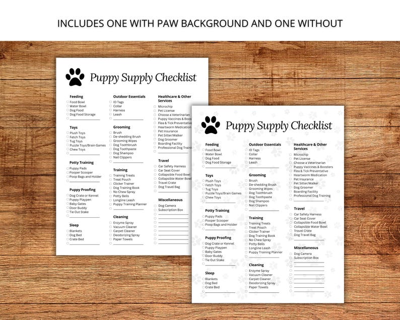 New Puppy Checklist, New Puppy Shopping List, Printable Puppy Checklist ...