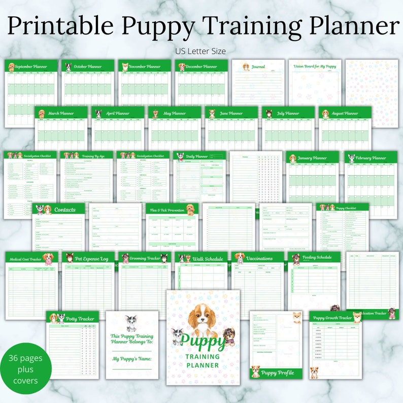 Puppy Training Planner, Dog Care Planner, Printable Puppy Planner, New ...