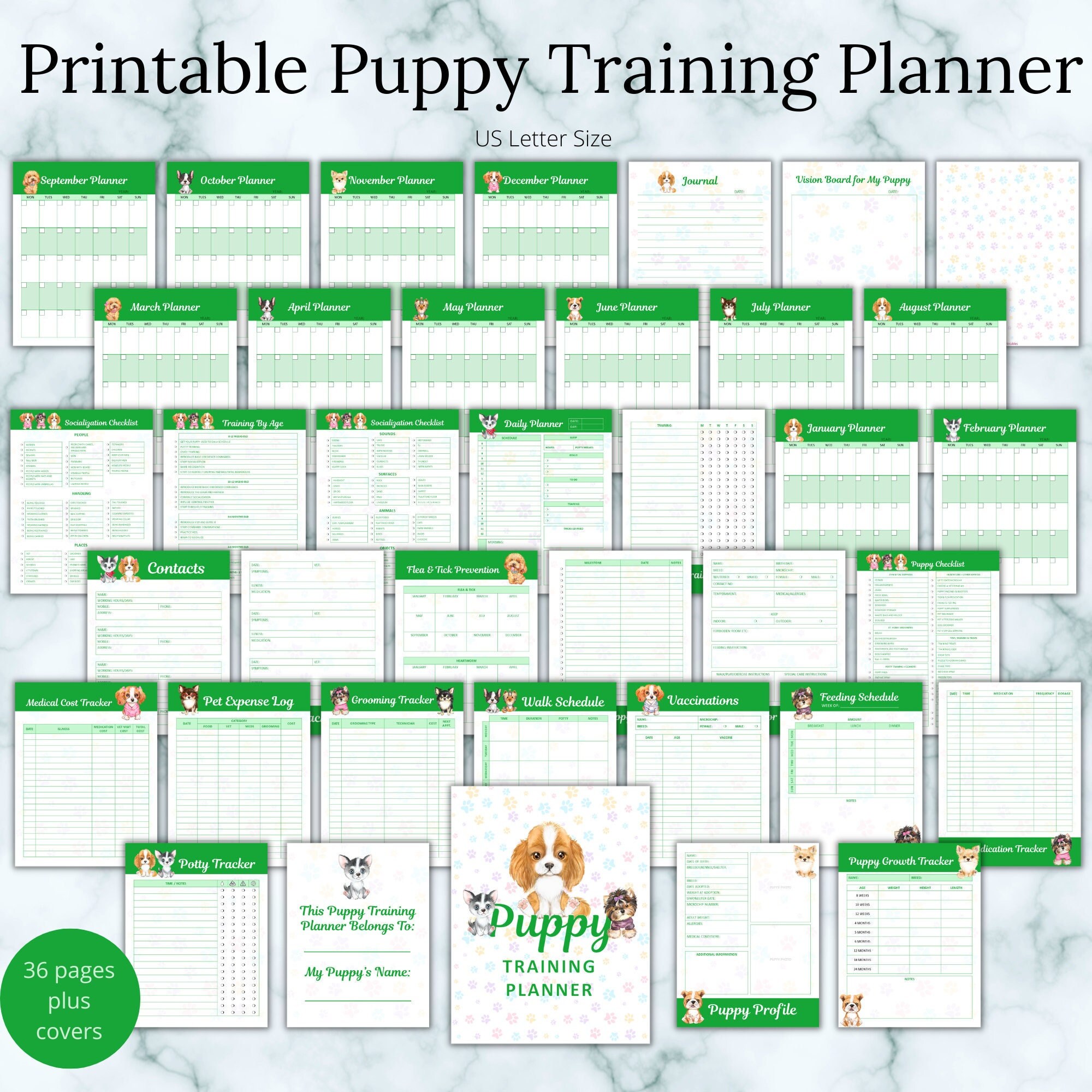 Puppy Training Planner, Dog Care Planner, Printable Puppy Planner ...