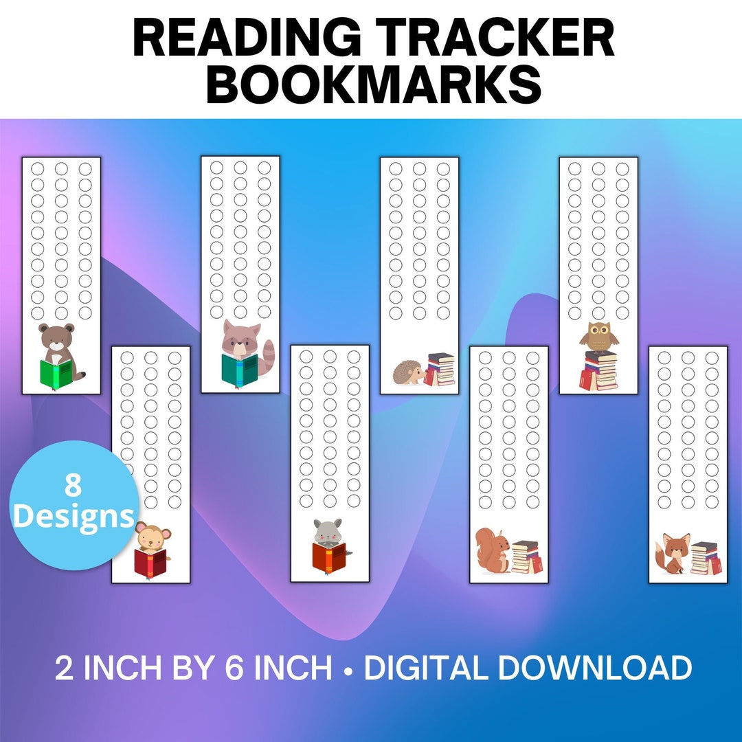 Set of 8 Reading Tracker Bookmarks,30 Day Reading Challenge Bookmarks ...