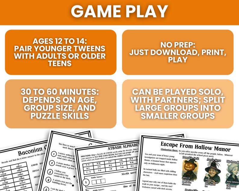 Halloween Escape Room for Teens, Teen Party Game Printable, Printable ...