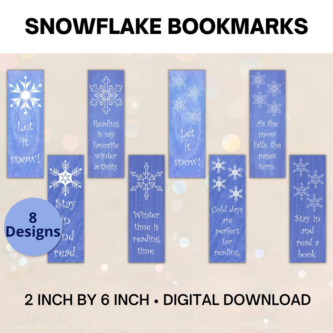 Set of 8 Snowflake Bookmarks, Snowy Bookmarks, Winter Bookmarks ...