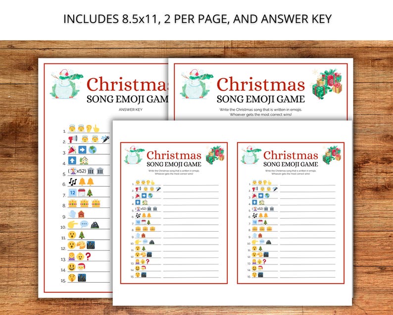 Christmas Song Emoji Game, Christmas Party Game, Christmas Printable ...