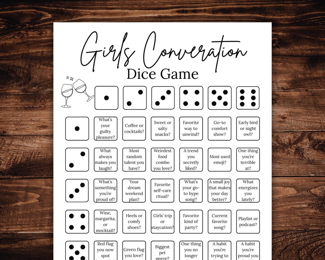 Girls Conversation Dice Game, Ladies Night Game, Girls Night Printable ...