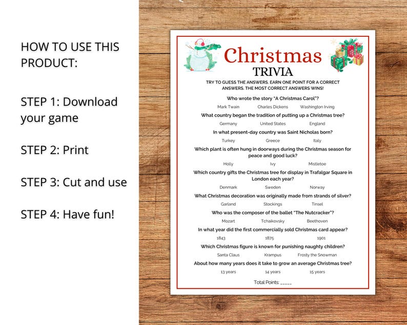 Christmas Trivia Game, Christmas Party Game, Christmas Printable Game ...