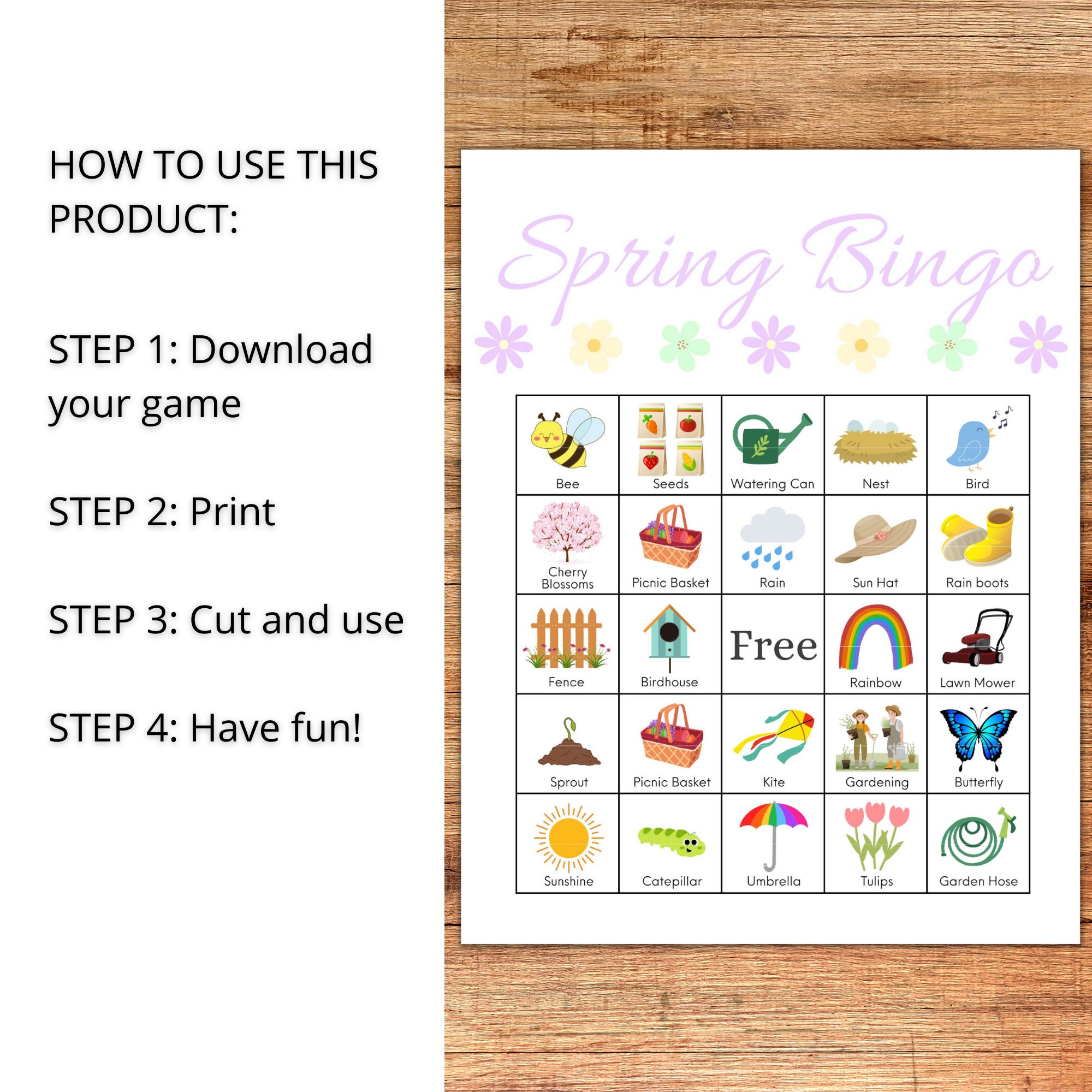 Spring Bingo, Printable Spring Bingo Game, 50 Spring Bingo Cards - Etsy