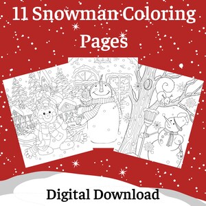 Snowman Coloring Pages Christmas Coloring Pages Printable - Etsy