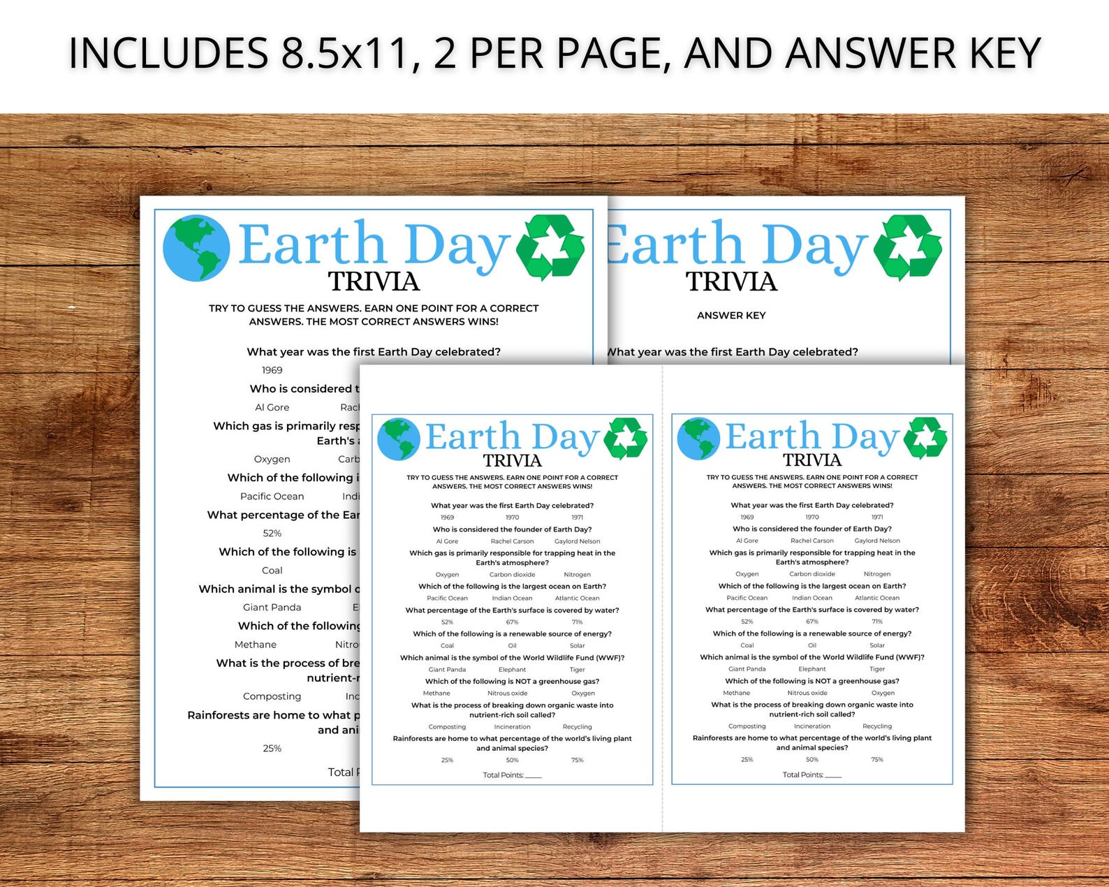 Earth Day Trivia Game, Earth Day Game, Earth Day Group Game, Spring ...