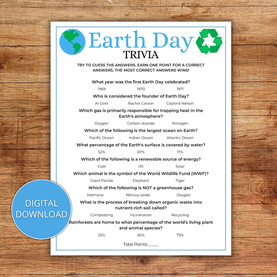 Earth Day Trivia Game, Earth Day Game, Earth Day Group Game, Instant ...