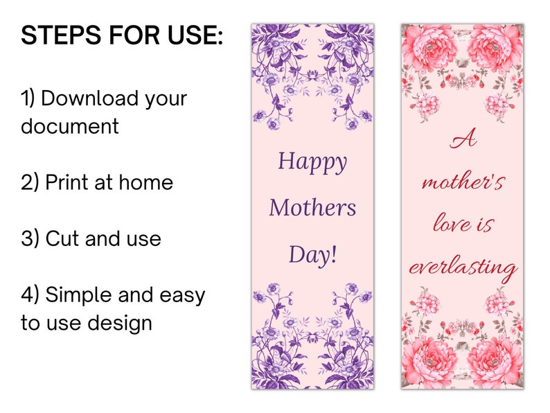 Set of 8 Mother's Day Bookmarks Digital Bookmarks to - Etsy