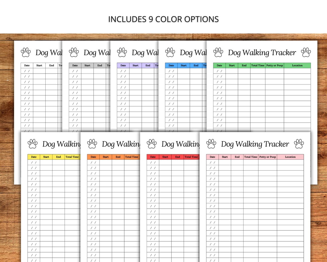 Dog Walking Tracker, Dog Walking Log, Puppy Walk Tracker, New Puppy ...