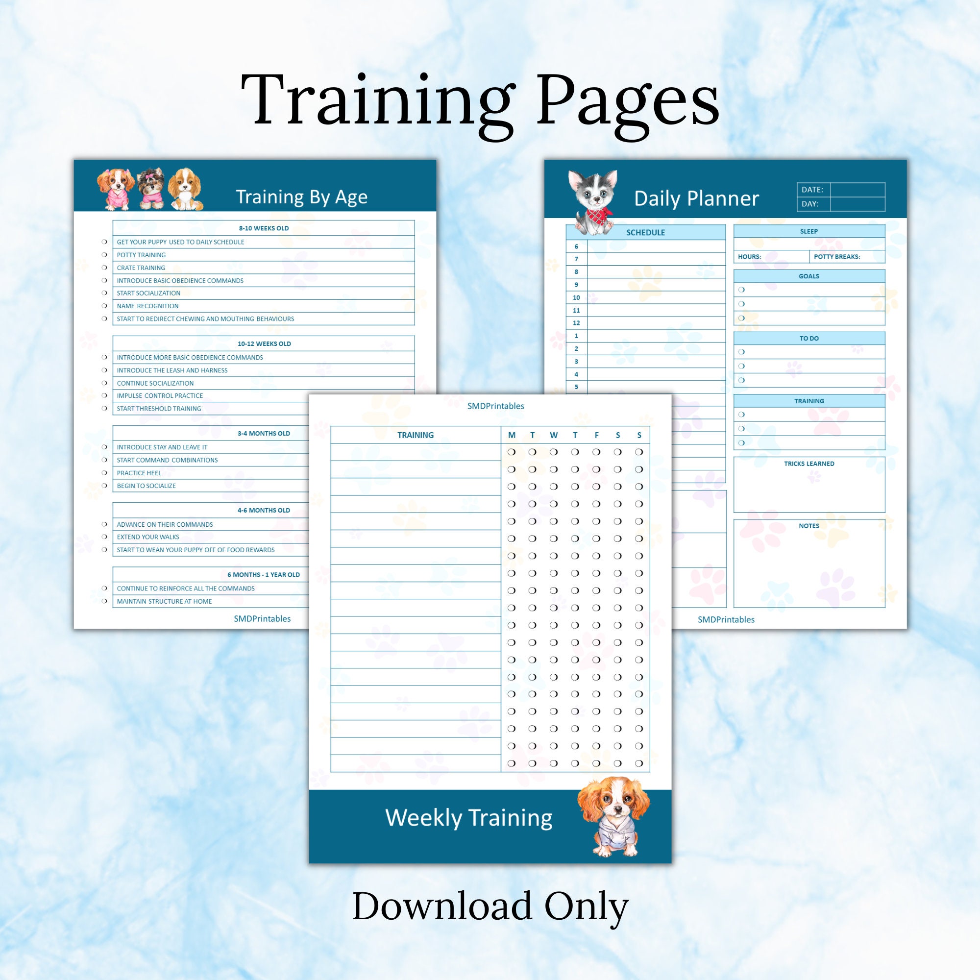 Puppy Training Planner Dog Care Planner Printable Puppy - Etsy