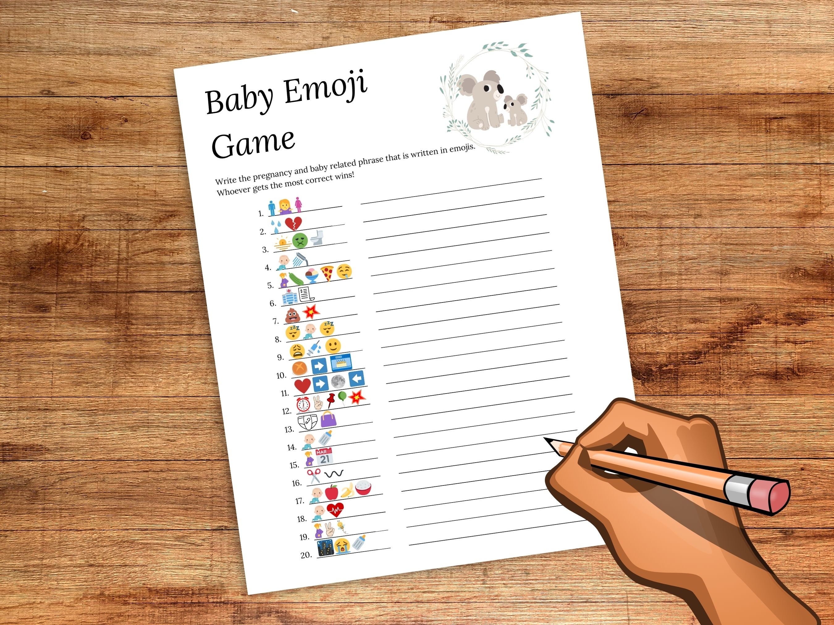 Baby Emoji Game Printable, Baby Shower Emoji Game - Etsy
