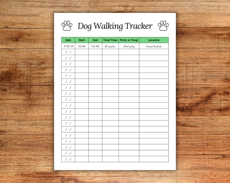 Dog Walking Tracker, Dog Walking Log, Puppy Walk Tracker, New Puppy ...