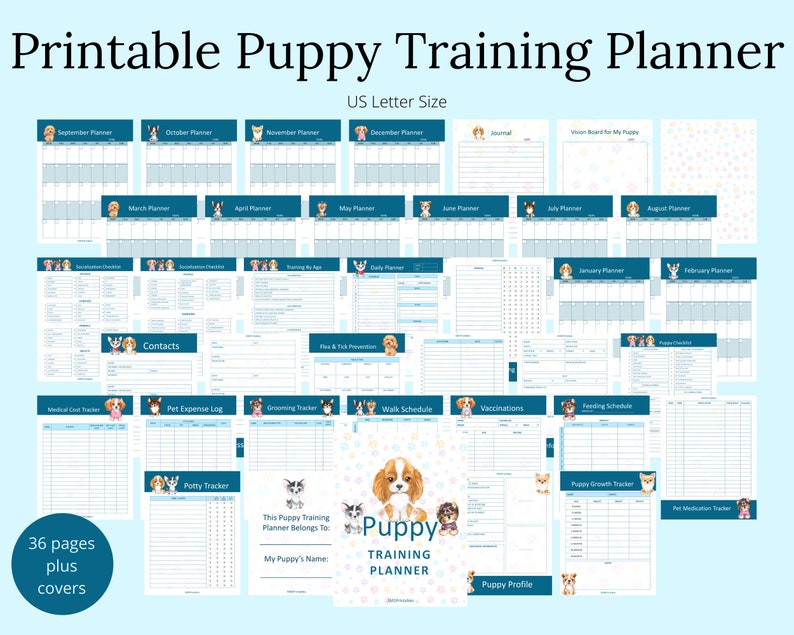 Puppy Training Planner Dog Care Planner Printable Puppy | Etsy