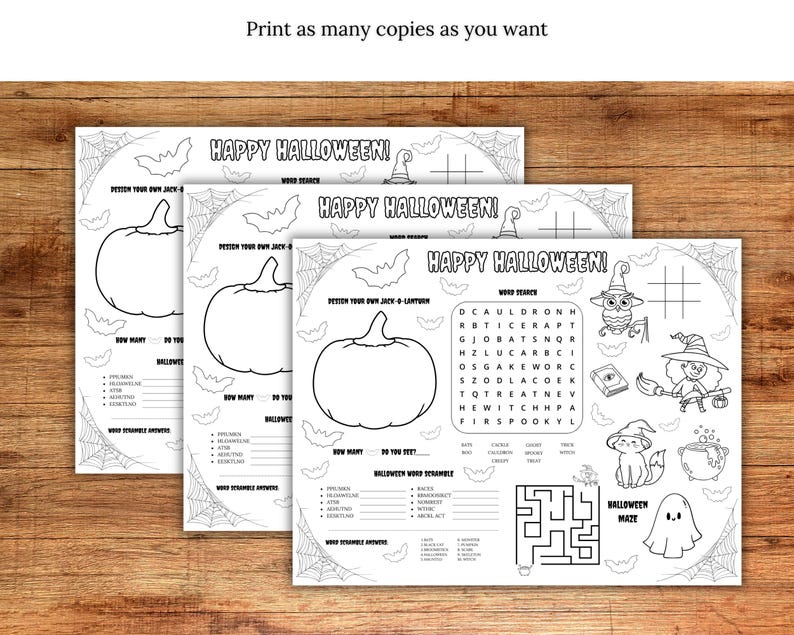 Halloween Activity Page, Printable Halloween Coloring Page, Halloween ...