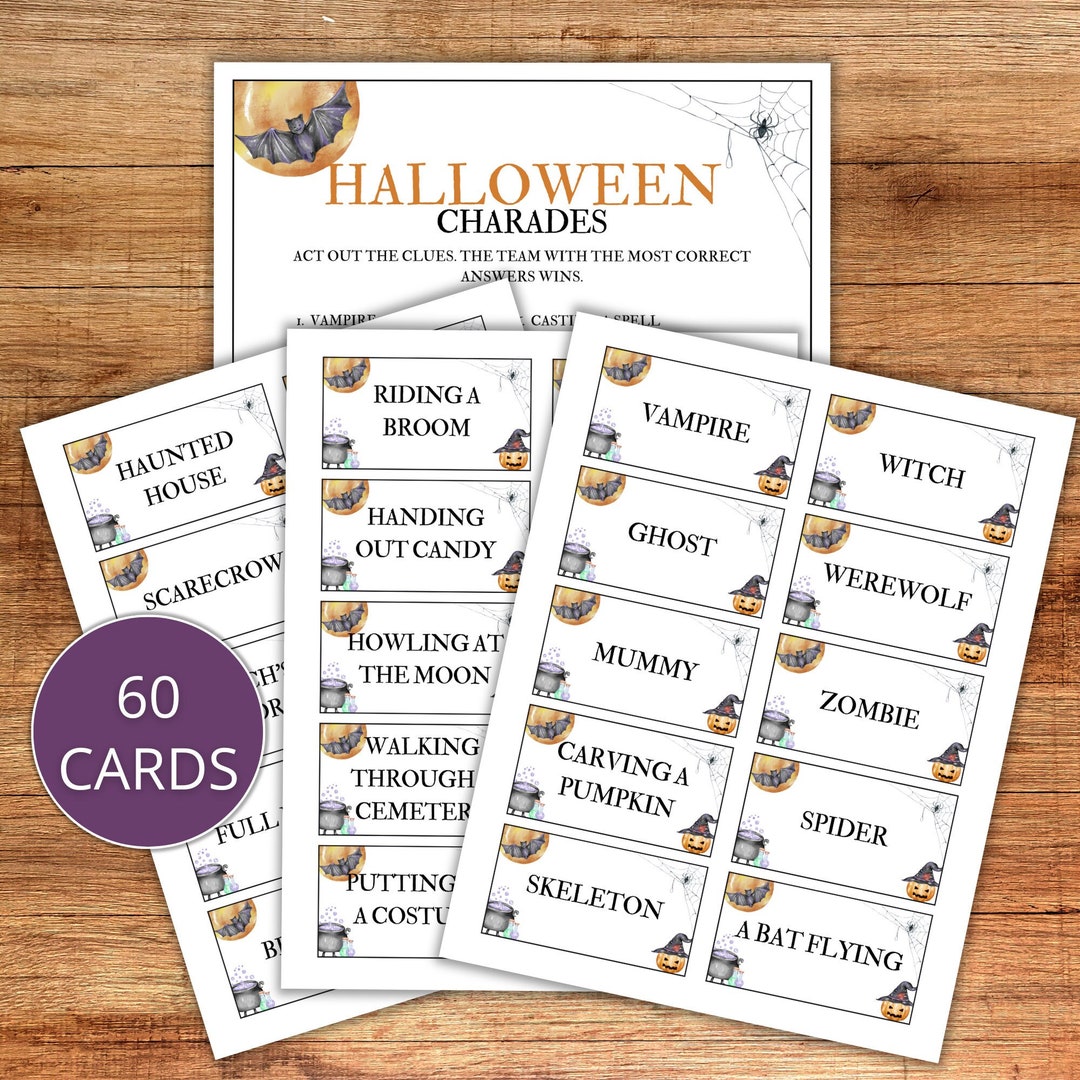 Halloween Charades, Halloween Party Game, Halloween Group Game, Instant ...