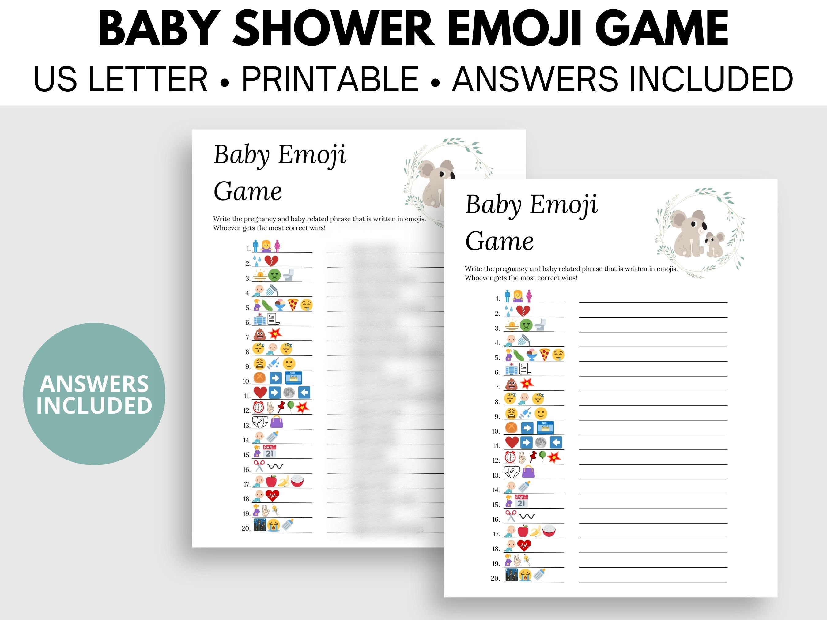 Baby Emoji Game Printable, Baby Shower Emoji Game - Etsy