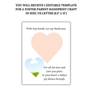 Foster Parent Handprint Craft, Foster Care Printable Handprint Art ...