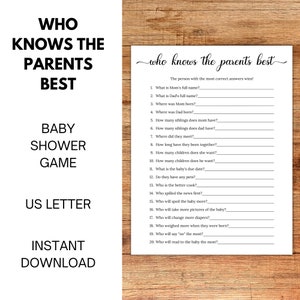 Who Knows the Parents-to-be Best Baby Shower Game Printable - Etsy