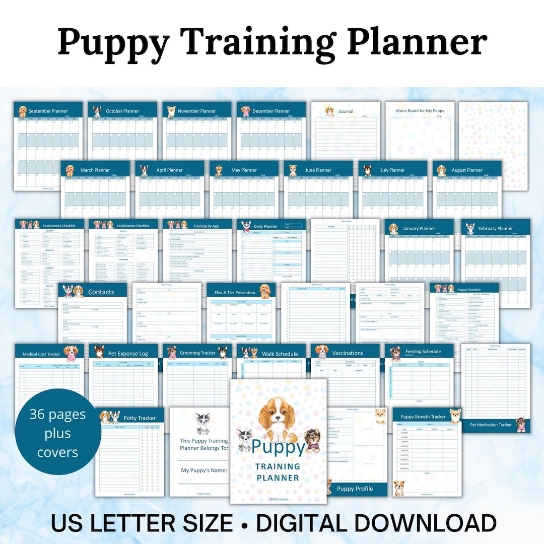 Puppy Training Planner Dog Care Planner Printable Puppy - Etsy
