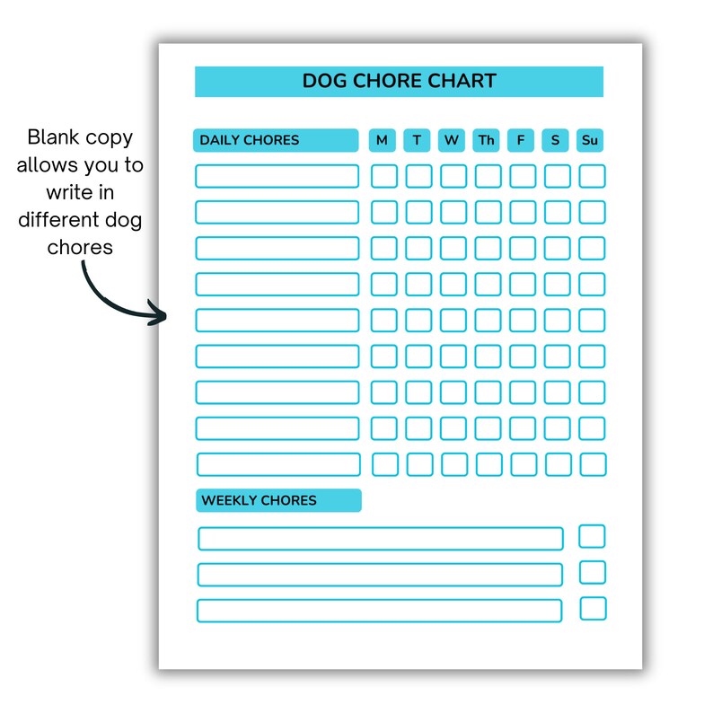 Dog Chore Chart, Dog Care Tracker, Puppy Care Checklist - Etsy