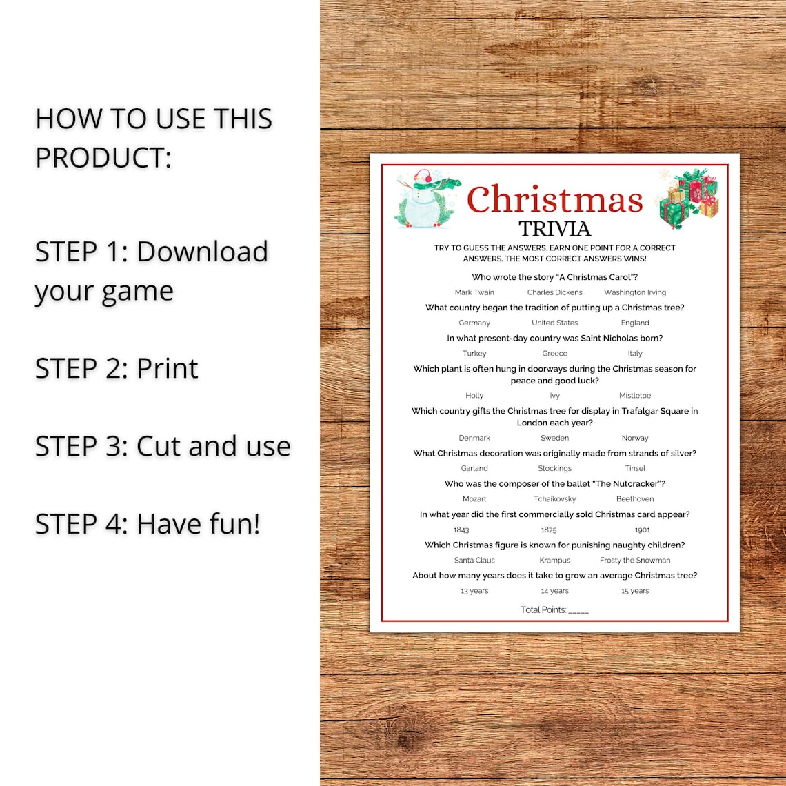 Christmas Trivia Game, Christmas Party Game, Christmas Printable Game ...