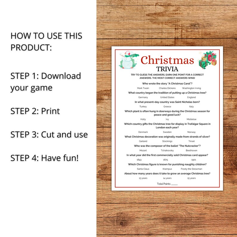 Christmas Trivia Game, Christmas Party Game, Christmas Printable Game ...