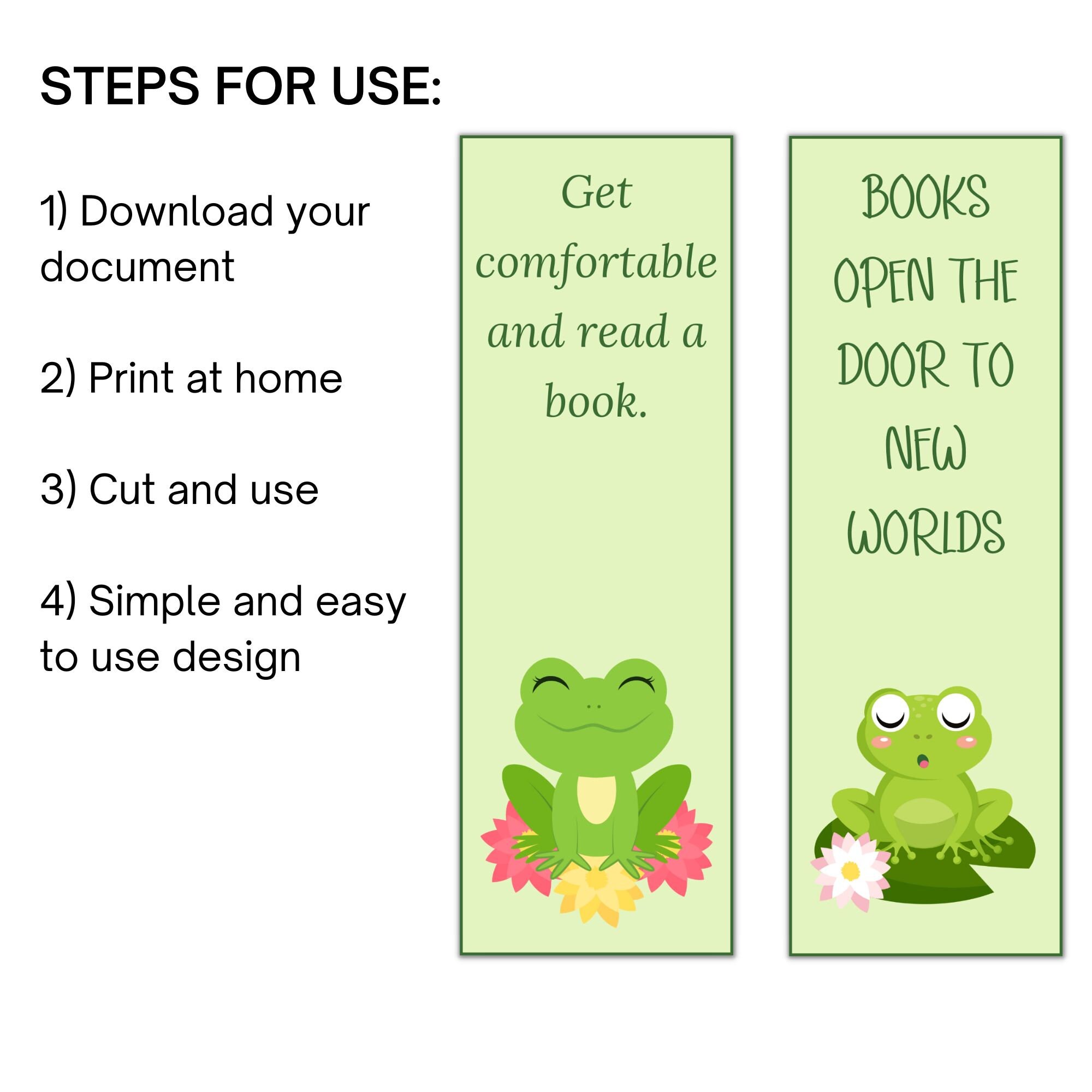 Set of 8 Frog Bookmarks, Digital Bookmarks to Download - Etsy