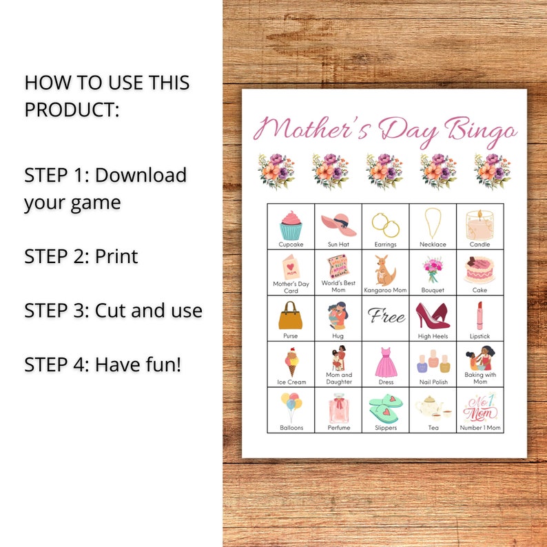 Mother's Day Bingo, Printable Mother's Day Bingo Game, 50 Mother's Day ...
