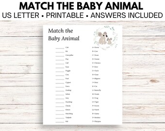 Hot Air Balloon Baby Animal Match Shower Game INSTANT - Etsy