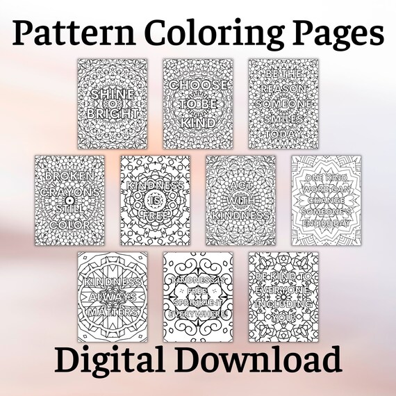 Pattern Coloring Pages Adult Coloring Pages Positive - Etsy