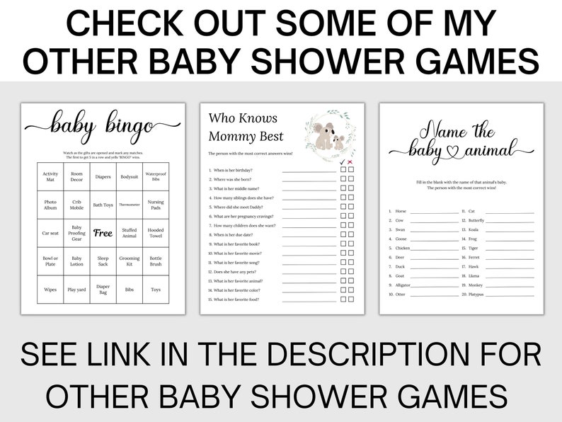 Name the Price Baby Shower Game Printable - Etsy