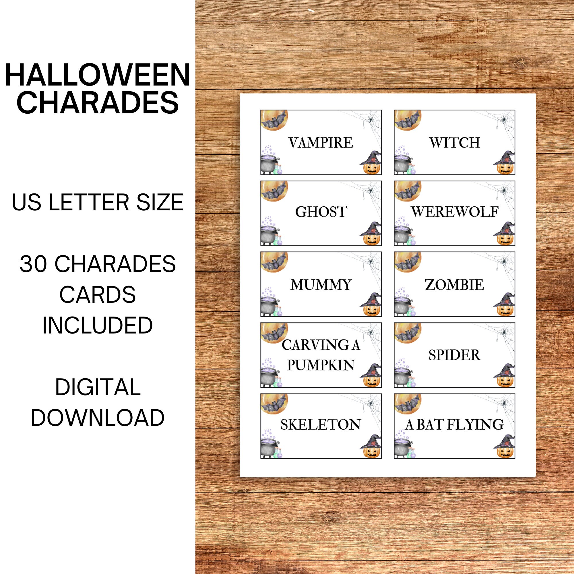 Halloween Charades, Halloween Party Game, Halloween Group Game, Instant ...